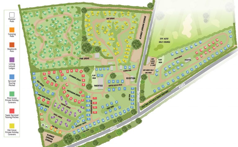 Holiday park map | Holidays in Devon | Oakdown Holiday Park